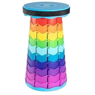 Herzberg HG04067, Teleskopklappstuhl verstellbar Mehrfarbig, Klappbarer Outdoor-Stuhl, Bequem und tragbar, H&ouml;henverstellbar, Tragf&auml;higkeit 150 kg, Tragegurt in