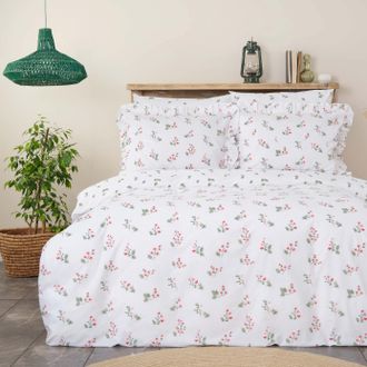 Karaca Home Silvie Rot 100% Baumwolle R&uuml;schen Doppelbettw&auml;sche