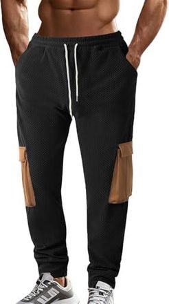 Generic Pantalon de surv&ecirc;tement l&eacute;ger en tissu extensible pour homme - S&eacute;chage rapide - Entretien facile, Noir, XXL