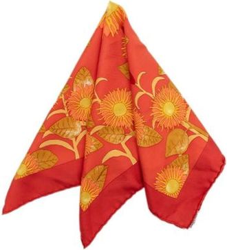 Herm&egrave;s Pre-owned Tourne Sols Silk Handkerchief - Femme - Pre-owned - Orange - Taille: ONE Size