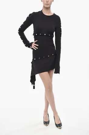 The Attico Asymmetric Dress with Snap Buttons The Attico