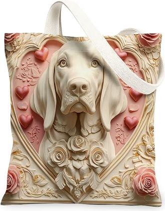 Generic Sac fourre-tout en toile motif chien Bloodhound pour faire du shopping 33 x 38,1 cm, sac d&eacute;picerie r&eacute;utilisable pour la Saint-Valentin, sac d&eacute;picerie 