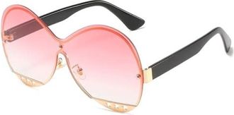 Generic Lunettes de soleil surdimensionnées de luxe sans monture pour femmes hommes mode rétro lunettes de soleil voyage rue photographie nuances UV400, noir/