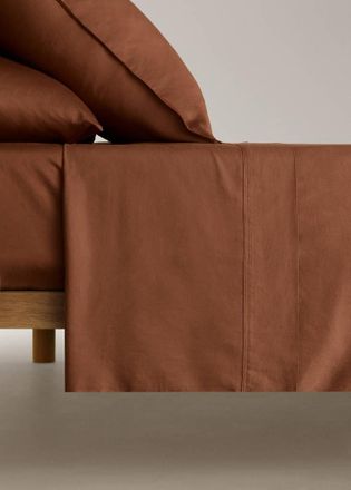 Mango Drap plat en 100 % coton satin Lit 150/160 cm caramel - Home - Lit 150/160 cm - MANGO HOME
