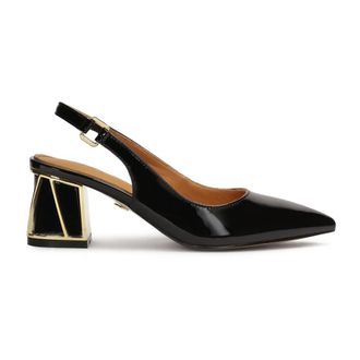 Kazar Lackierte Pumps mit offener Ferse und verzierter Ferse - - Shoes - Damen - Schwarzk - 38 EU