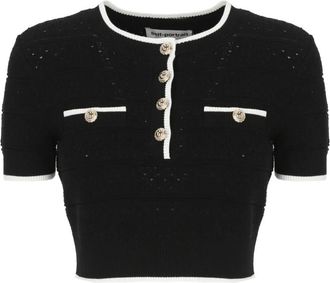 Self Portrait Femme, Pulls, Noir, Taille: 38 FR Pulls &agrave; col rond