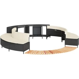 vidaXL Whirlpool-Umrandung Schwarz Poly-Rattan und Massivholz Akazie vidaXL
