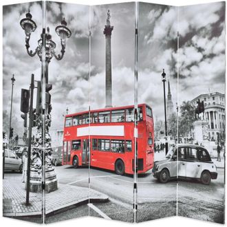 vidaXL Cloison de s&eacute;paration 200 x 170 cm Bus londonien Noir et blanc Vidaxl