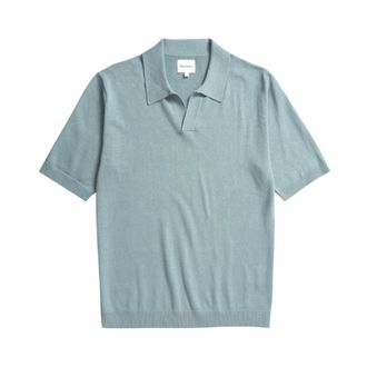 Norse Projects Homme, Tops, Bleu, Taille: M Polo Léger en Lin/Coton Tricoté