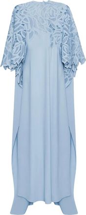 Oscar De La Renta robe-caftan &agrave; motif rose brod&eacute; - Bleu