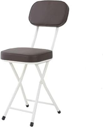 Generic Klappbarer Fr&uuml;hst&uuml;ckshocker, Tragbarer Faltbarer K&uuml;chenstuhl mit R&uuml;ckenlehne, Quadratisch Gepolstert, f&uuml;r das B&uuml;ro im Hausgarten(Brown)