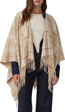 s.Oliver Karierter Poncho mit Fransen