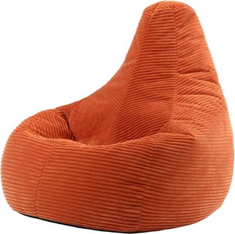 Icon Brand Dalton Sitzsack Cord, Orange, Gaming Sitzsack Erwachsene mit Füllung, Bean Bag, Cord Sessel, Lounge Sessel, Lounge Stuhl, Schlafzimmer, Wohnzimmer, Wo