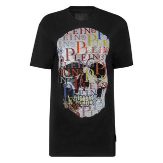 Philipp Plein Femme, Tops, Noir, Taille: 38 FR T-Shirt Col Rond Skull