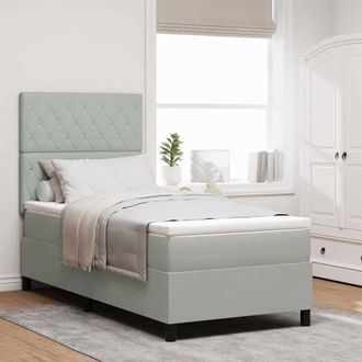 vidaXL Vidaxl - Letto A Molle Con Materasso Grigio Chiaro 90 X 200 Cm Velluto