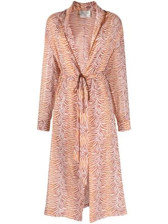 Forte_Forte manteau ceintur&eacute; &agrave; imprim&eacute; tigre - Orange