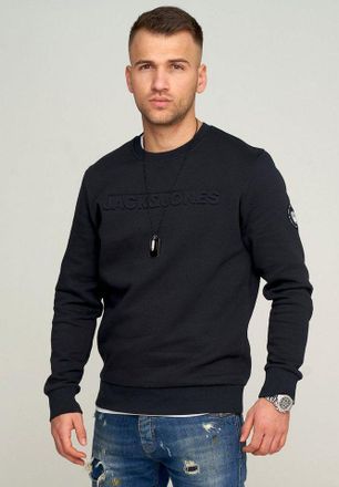 Jack & Jones Sweatshirt JCOBOOM SWEAT CREW NECK Sweatpullover mit Logo und Patches Langarm Shirt Baumwollmischung