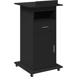 vidaXL Vidaxl - Bureau assis debout noir 55x55x107 cm - Bois ding&eacute;nierie - Tiroir et roulettes verrouillables - Capacit&eacute; 30 kg