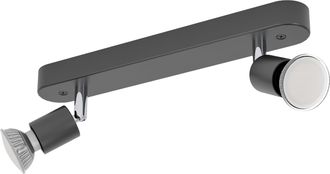 Eglo Deckenlampe 2-flammig Stecci-E, Deckenstrahler f&uuml;r Schlafzimmer und Flur, Spot Deckenleuchte aus Stahl und Kunststoff in Schwarz, GU10 Fassung