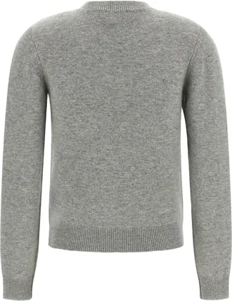 Self Portrait 3D Floral-Appliqu&eacute; Wool Blend Sweater - Grey