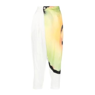 Issey Miyake Femme, Pantalons, Multicolore, Taille: 40 FR Pantalon Cropped &agrave; Imprim&eacute; Abstrait
