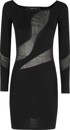 Federica Tosi Femme, Robes, Noir, Taille: 36 FR Abito corto maniche lunghe