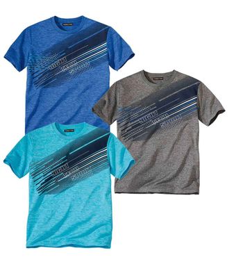 Atlasformen 3er-Pack T-Shirts Sporting in geflammter Optik - 4XL