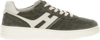 Hogan Low-Top Sneaker - Low-Top Suede Sneakers With Leather Heel Detail - Gr. 6_5 - in Gr&uuml;n - f&uuml;r Damen