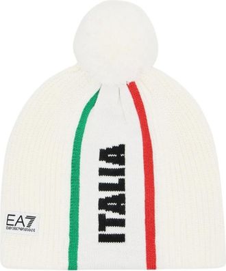Emporio Armani Emporio Armani Ea7, unisex, Accessoires, Blanc, Taille: M Italia Team Milano Cortina 2026 Bonnet en m&eacute;lange de laine