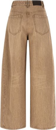 Brunello Cucinelli Wide-Leg Vintage Denim Jeans - Beige