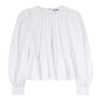Ganni Bluse aus kompaktem Popeline - - Blouses & Shirts - Damen - Wei&szlig; - XS