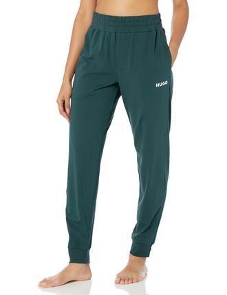 HUGO BOSS Damen Lounge-Hose mit verbundenen B&uuml;ndchen Sweatpants, Dunkles Moosgr&uuml;n, Large