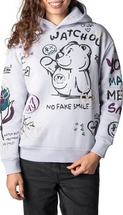 Sublevel Damen Hoodie mit Kapuze und Alloverprint light-purple XS