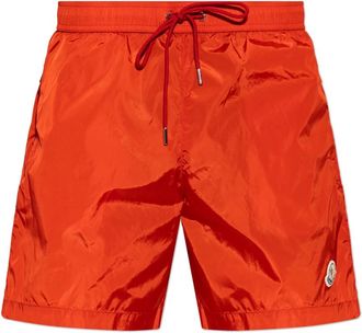 Moncler Homme, Maillots de bain, Rouge, Taille: S Logo Patch Swim Shorts