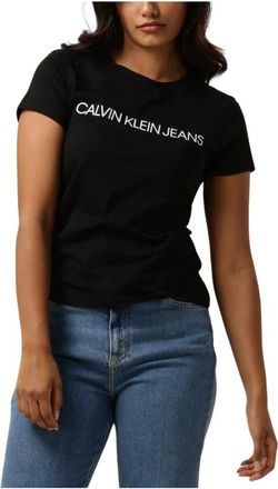 Calvin Klein Core Instit Logo Slim Fit Tee - - Tops - Damen - Schwarzk - XS