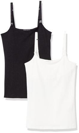 Amazon Essentials Damen Umstands-Camisole Stillfreundlich, 2er-Pack, Schwarz/Weiß, X-Small
