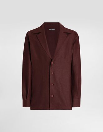 Dolce & Gabbana Langarmhemd Mit V-ausschnitt Aus Leinenstoff - Mann Hemden Mehrfarbig 41