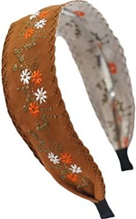 Onsoyours Bandeau Cheveux Femme Boho Bandeaux pour Les Femmes Fleur Vintage Imprim&eacute; Floral Tendance Serre T&ecirc;te Bandeaux pour Femme B Chameau Taille unique