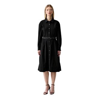 DKNY Hemdkleid mit Knopfleiste Midi - - Dresses - Damen - Schwarzk - S