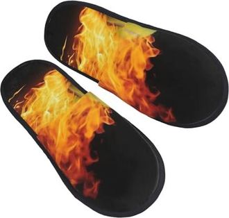 Generic Pantoufles En Coton Photos De Tennis En Feu Portative Slippers Doux Chausson Hotel Pour Spa Automne Voyage M
