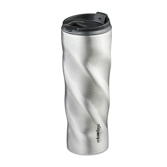 Relaxdays Thermobecher, 500 ml, für Heiß- & Kaltgetränke, dichter Kaffeebecher aus Edelstahl, BPA-frei, Silber/schwarz