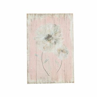 Loberon Dekoboard Lumeron, Zartes Bl&uuml;tenmotiv, im Vintage-Stil, zum H&auml;ngen oder Anlehnen, Nostalgischer Look, Wanddekoration, Tannenholz, Eisen, rosa/antikwei