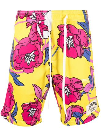 P.A.R.O.S.H. Knielange Shorts mit Blumen-Print - Gelb