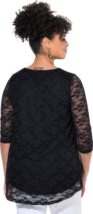 Miamoda Damen gro&szlig;e Gr&ouml;&szlig;en &Uuml;bergr&ouml;&szlig;en Plus Size T-Shirt, A-Linie, transparente Spitze, blickdichtes Top schwarz 52 840597100-52
