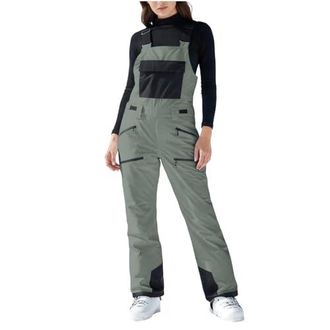 Generic Pantalon de ski pour femme - Imperm&eacute;able - Chaud - Coupe-vent - Bretelles r&eacute;glables, Vert, XXL