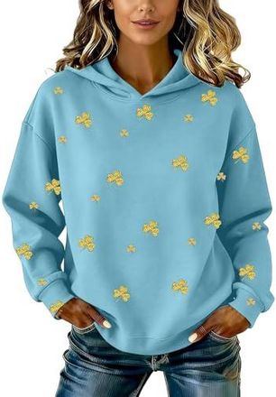 Generic HUIFUAO Sweat &agrave; capuche pour la Saint-Patrick pour femme - Sweat tr&egrave;fle amusant - Grande taille - Costume de la St Paddys - Vert Irlande - Tr&egrave;fle - Ch
