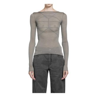 Rick Owens LS Temple T - Femme - Tops - Gris - Taille: 36 FR