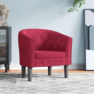 vidaXL Fauteuil rouge bordeaux velours Vidaxl