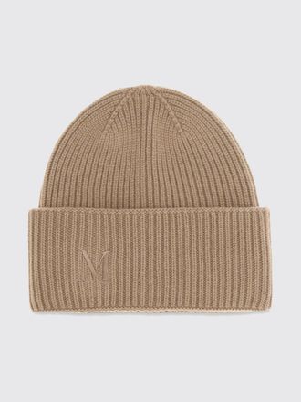 Max Mara Bonnet beanie en laine c&ocirc;tel&eacute;e avec logo jacquard et revers