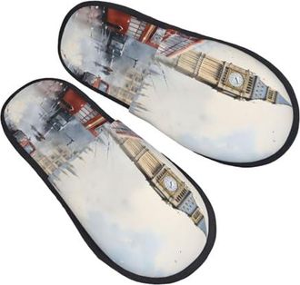 Generic Pantoufles Hommes Londres Big Ben Watercolor City Unisex Chaussons dint&eacute;rieur Antid&eacute;rapant Classiques Chaussures de Maison Femme Maison M